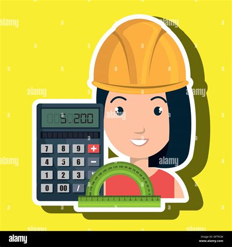 Woman Architecture Calculator Rule Stock Vector Image And Art Alamy