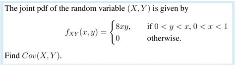 Solved The Joint Pdf Of The Random Variable Xy Is Given