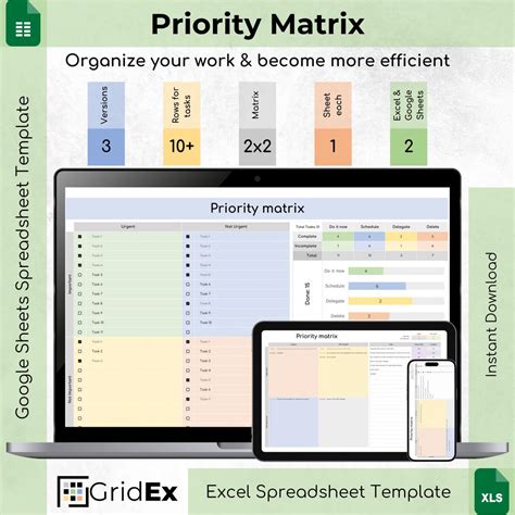 Priority Matrix And Task Tracker Spreadsheet Template Eisenhower Decision Matrix Productivity