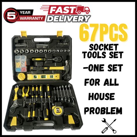 Evtor 67pcs Diy Tool Set Household Hardware Hand Tools Combination Repairing Kit Tool Box Set