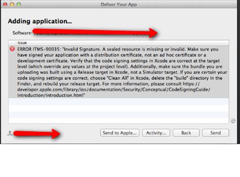 Ios ERROR ITMS 90035 Invalid Signature Stack Overflow