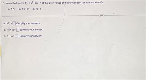 solved evaluate the function f x x2 3x 1 ﻿at the given