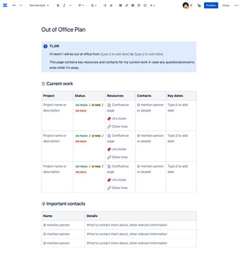Out Of Office Plan Template Atlassian