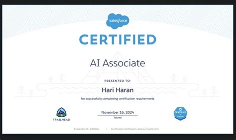Hari Haran On Linkedin Salesforce Ai Einstein Aiassociate Salesforcecertified Crm…