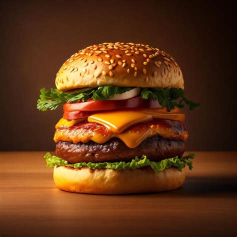 Premium Photo A Hamburger With Cheese Tomato And Lettuce On It