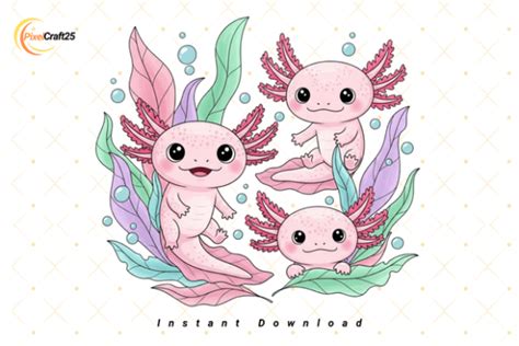 Happy Expression Cute Kawaii Axolotl Png Graphic By Pixelcraft25