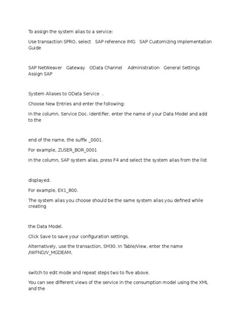 Sap System Alias Assignment Pdf