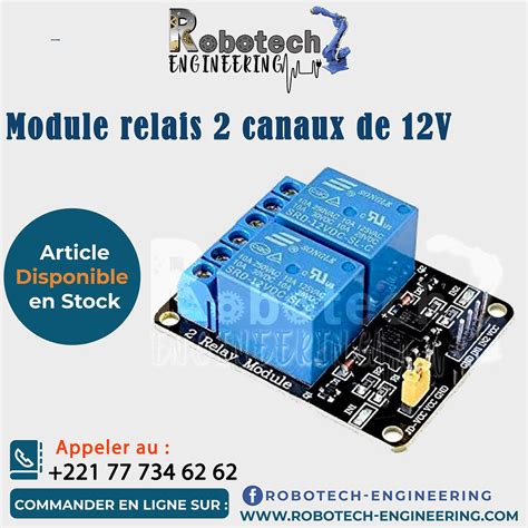 Module Relais 2 Canaux De 12v Robotech Engineering