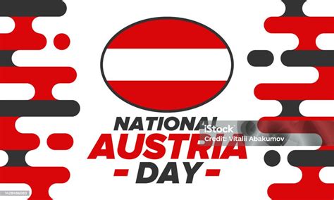오스트리아 국경일 10 월 26 일에 매년 축하되는 국가 행복한 휴일 오스트리아 국기 애국적인 요소 포스터 카드 배너 및 배경 벡터 일러스트 레이 션 10월에 대한 스톡