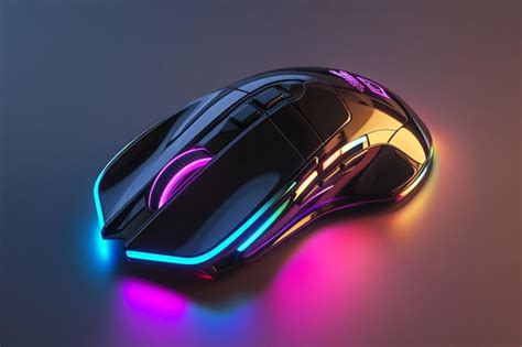 Ergonomic Gaming Mouse With Customizable RGB Light Premium AI Generated Image