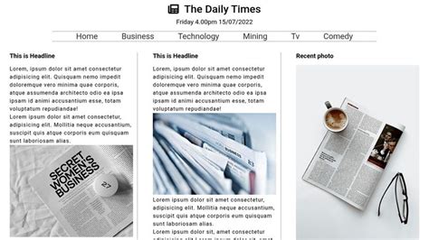 Newspaper Layout Using Html And Css