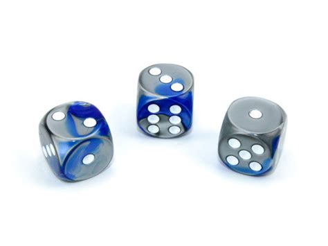 Chessex D6 Dice Gemini 16mm Wpips Blue Steelwhite D6 Little Plastic