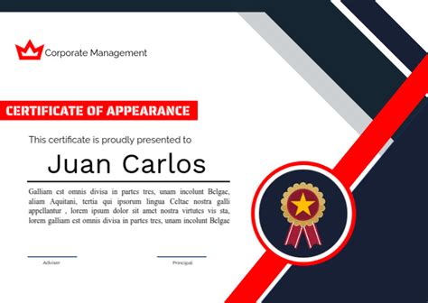 Certificate Of Appearance Template Postermywall