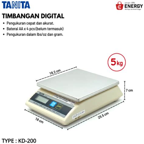 Tanita Timbangan Dapur Digital Kg Energy Bali