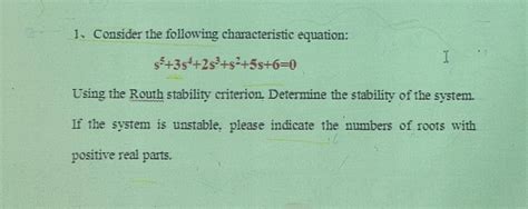 Solved Consider The Following Characteristic Equation Chegg