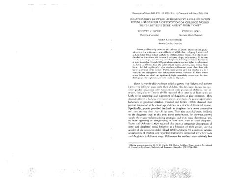 Pdf Relationships Between Achievement And Affiliation Needs And Sex