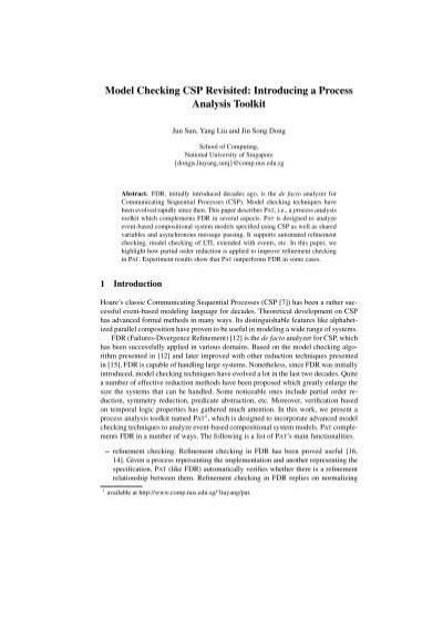 Model Checking Csp Revisited Introducing A Process Analysis Toolkit