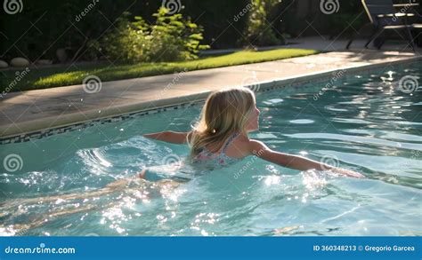 A Blonde Girl Swimming In A Pool Stock Illustration Illustration Of