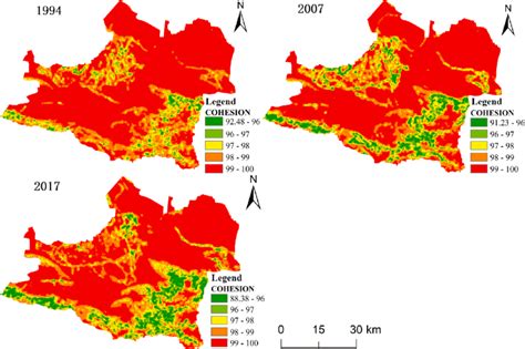 The Spatio Temporal Evolution Of Cohesion In Jinghe County From 1994 To