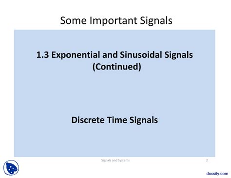 Exponential And Sinusoidal Signals Signals And Systems Lecture Handout