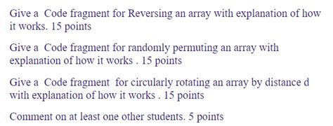 solved give a code fragment for reversing an array with