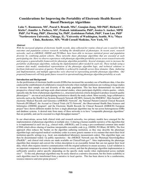 Pdf Considerations For Improving The Portability Of Electronic Health