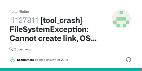 Toolcrash Filesystemexception Cannot Create Link Os Error Función Incorrecta Errno 1