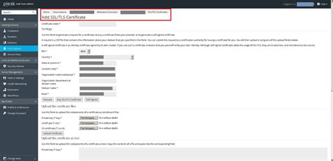 How To Install Ssl Certificate For A Domain In Plesk Hostway Help Center