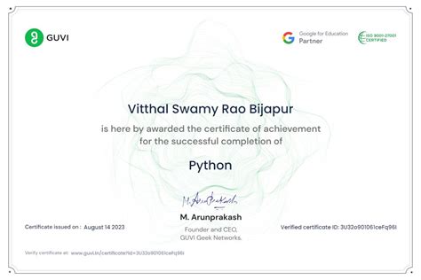 Vitthal Swamy Rao Bijapur On Linkedin Python Certificateofcompletion
