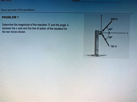 There Are Total Of Five Problems Problem1 650n Determine The Magnitude Of The Resultant R And
