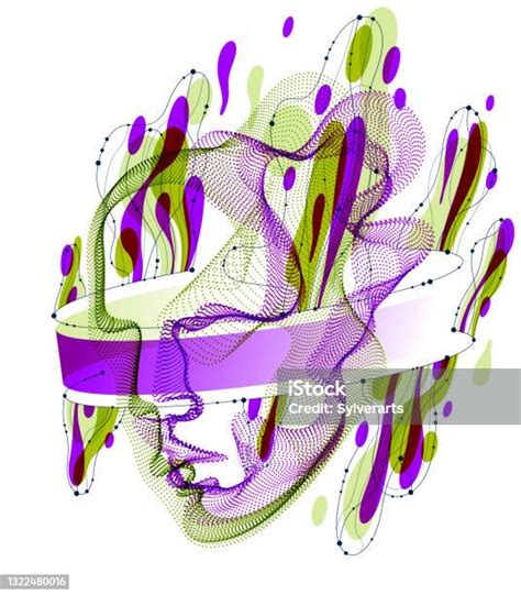 기계의 디지털 영혼 파도 라인 배열을 흐르는 점선 입자로 만든 인간의 머리의 인공 지능 소프트웨어 시각화 진화의 기술적 시대 3차원 형태에 대한 스톡 벡터 아트 및 기타