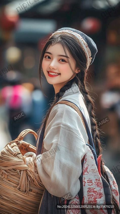 Ai创作图汉服小姐姐 抱背篓的姑娘 挎竹篮女孩 背背篓的姑娘 抱竹篮女孩 汉服人物素材 背背篓的女孩 汉服人物美女 汉族姑娘汉服美女 古镇古装