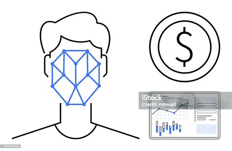 금융 분석 및 데이터 시각화 요소를 사용한 안면 인식 기술 개념에 대한 스톡 벡터 아트 및 기타 이미지 개념 개념과 주제 그래픽 사용자 인터페이스 Istock