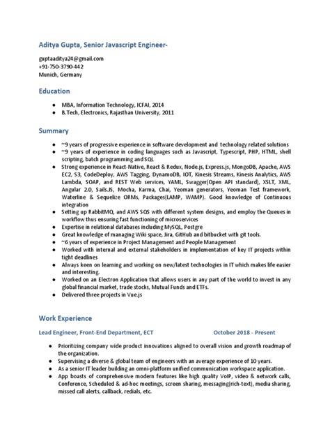 Aditya Senior Javascript Engineer Pdf Application Programming Interface Web Application