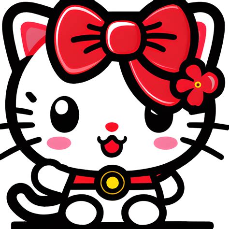 Kawaii Chibi Hello Kitty With Red Bow On Left Ear · 53 Off