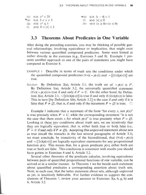 33 Theorems About Predicates In One Variable G U X X 2 I F