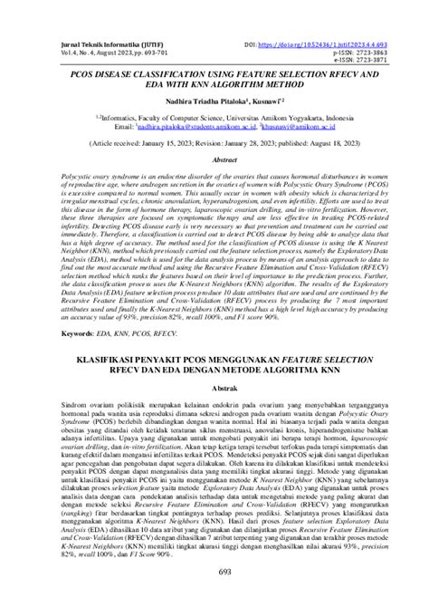 Pdf Pcos Disease Classification Using Feature Selection Rfecv And Eda