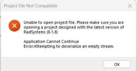 Issue When Try To Open Project File Issues Radsystems Forum