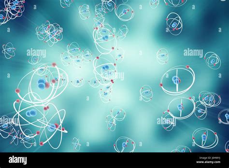 Abstract Atom Background Digital Illustration Of Atom Glowing Energy Balls Abstract Atom