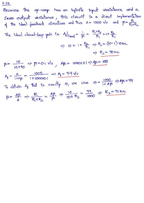 d 11 24 for the feedback voltage amplifier of fig 11 9 a let the op