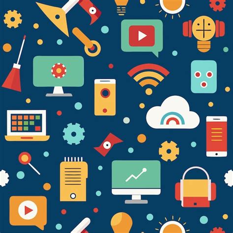 Tech Seamless Pattern Vector Art And Illustration Premium AI Generated Vector