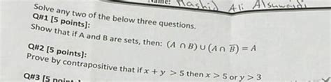 Solved Solve Any Two Of The Below Three Questions QH Chegg Com