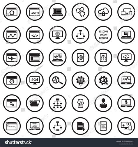 website development icons black flat design stock vector royalty free 2074850005 shutterstock