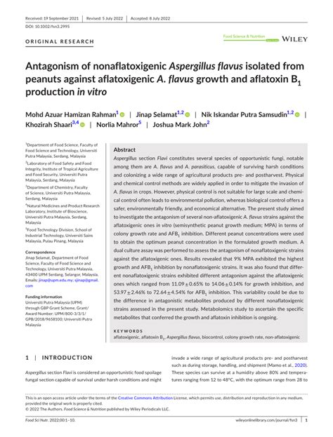 Pdf Antagonism Of Nonaflatoxigenic Aspergillus Flavus Isolated From