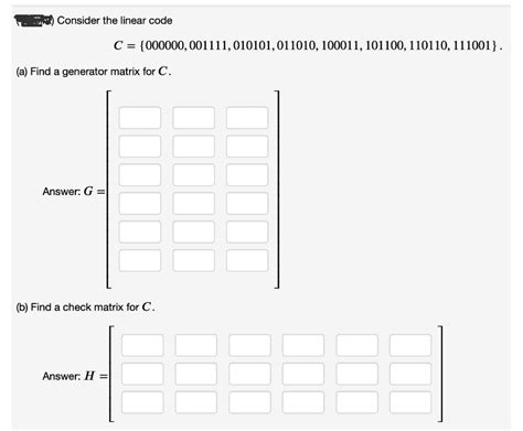 Solved U Consider The Linear Code Chegg