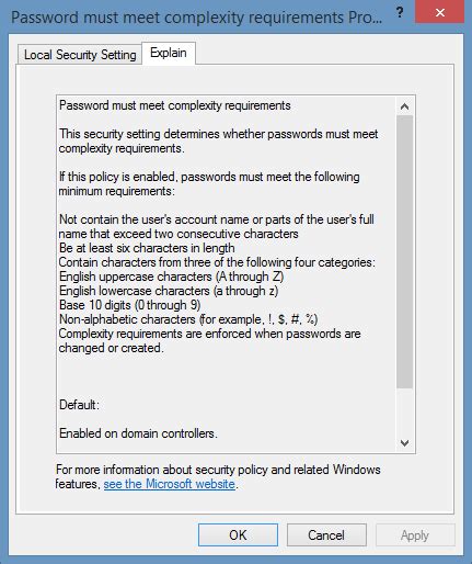Password Must Meet Complexity Requirements Regex Windows Policy