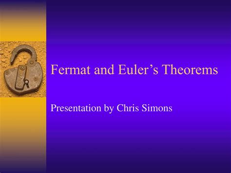 Ppt Fermat And Eulers Theorems Powerpoint Presentation Free