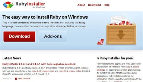 Rubyをwindowsにインストールする方法