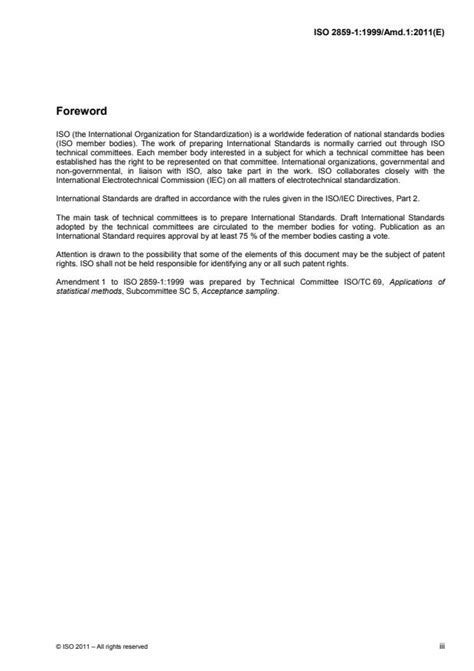 Iso 2859 1 1999 Amd 1 2011 Sampling Procedures For Inspection By Attributes — Part 1 Sampling