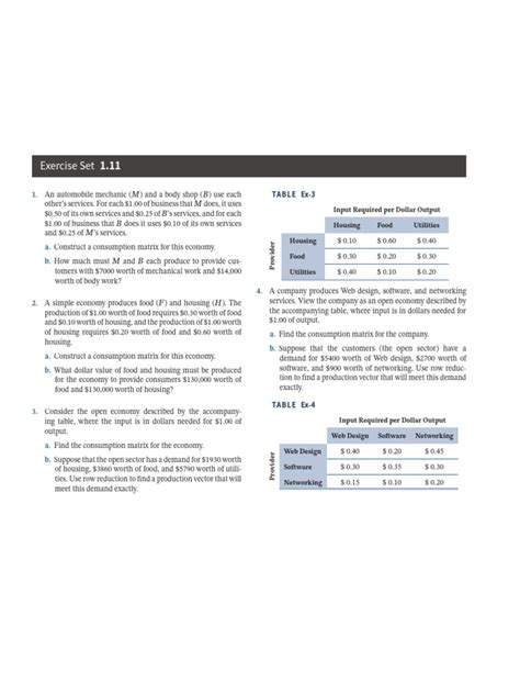 Exercises Input Output Leontief Model Pdf Mathematical Analysis Mathematical Objects